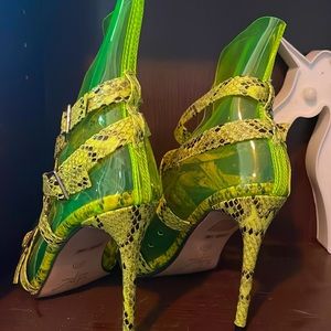 Sergio Todzi | Shoes | Neon Green Snake Skin Stiletto Designer Boots ...